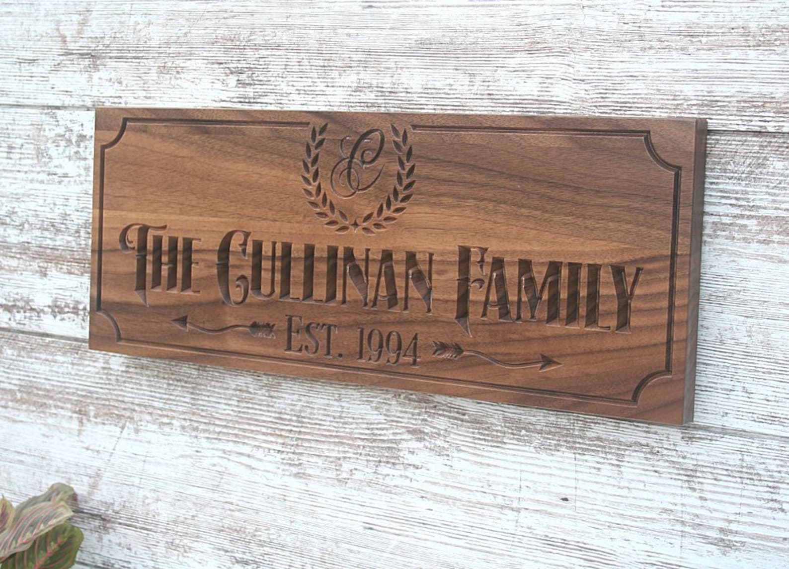 Custom Engraved Family Name Wood Sign Personalized Wooden Plaque Rustic ...
