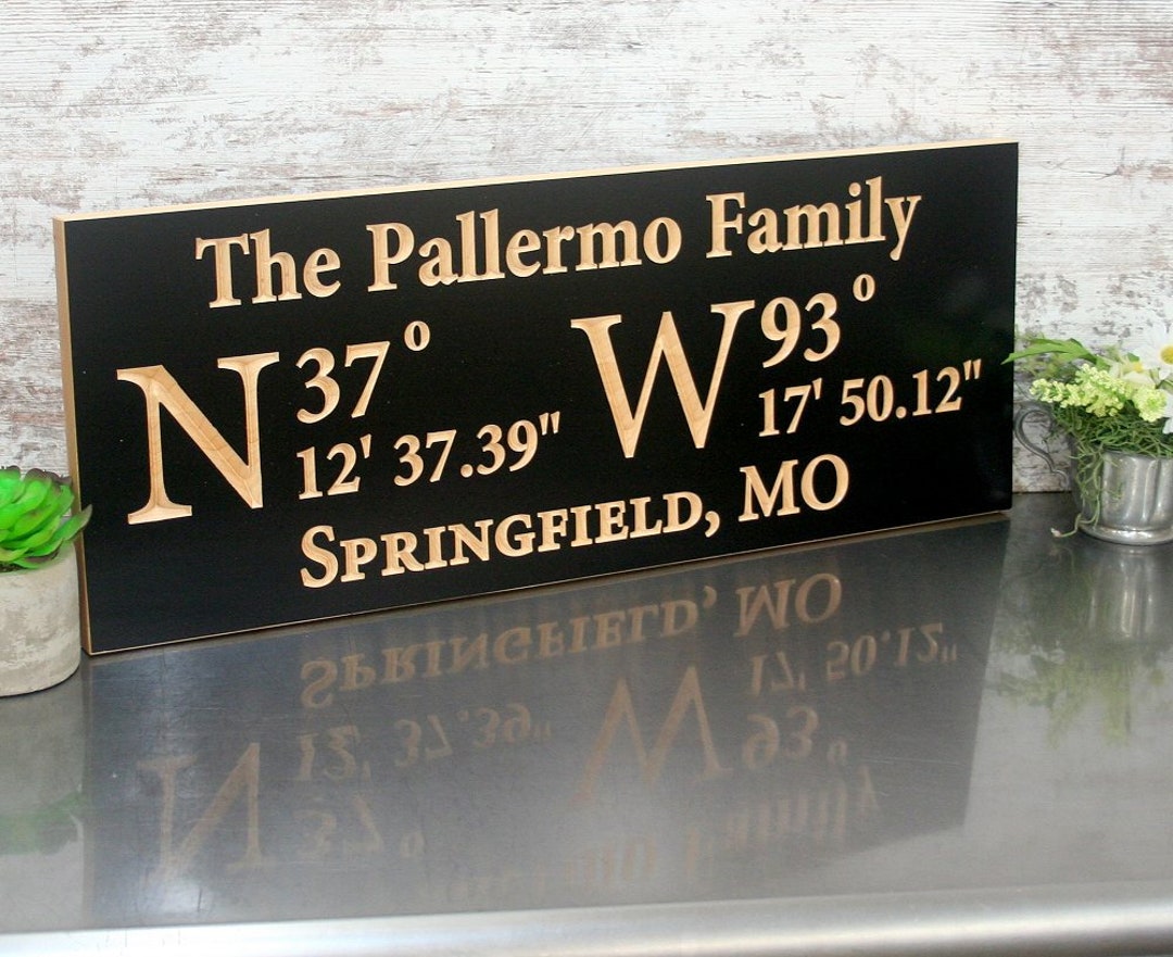 Latitude Longitude Gps Sign Custom Wood Coordinate Sign Housewarming ...