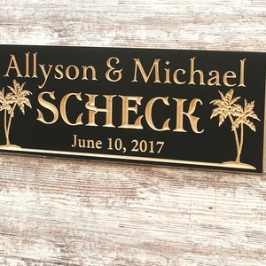Custom Beach House Sign Beach Sign With Palm Trees Personalized Beach ...