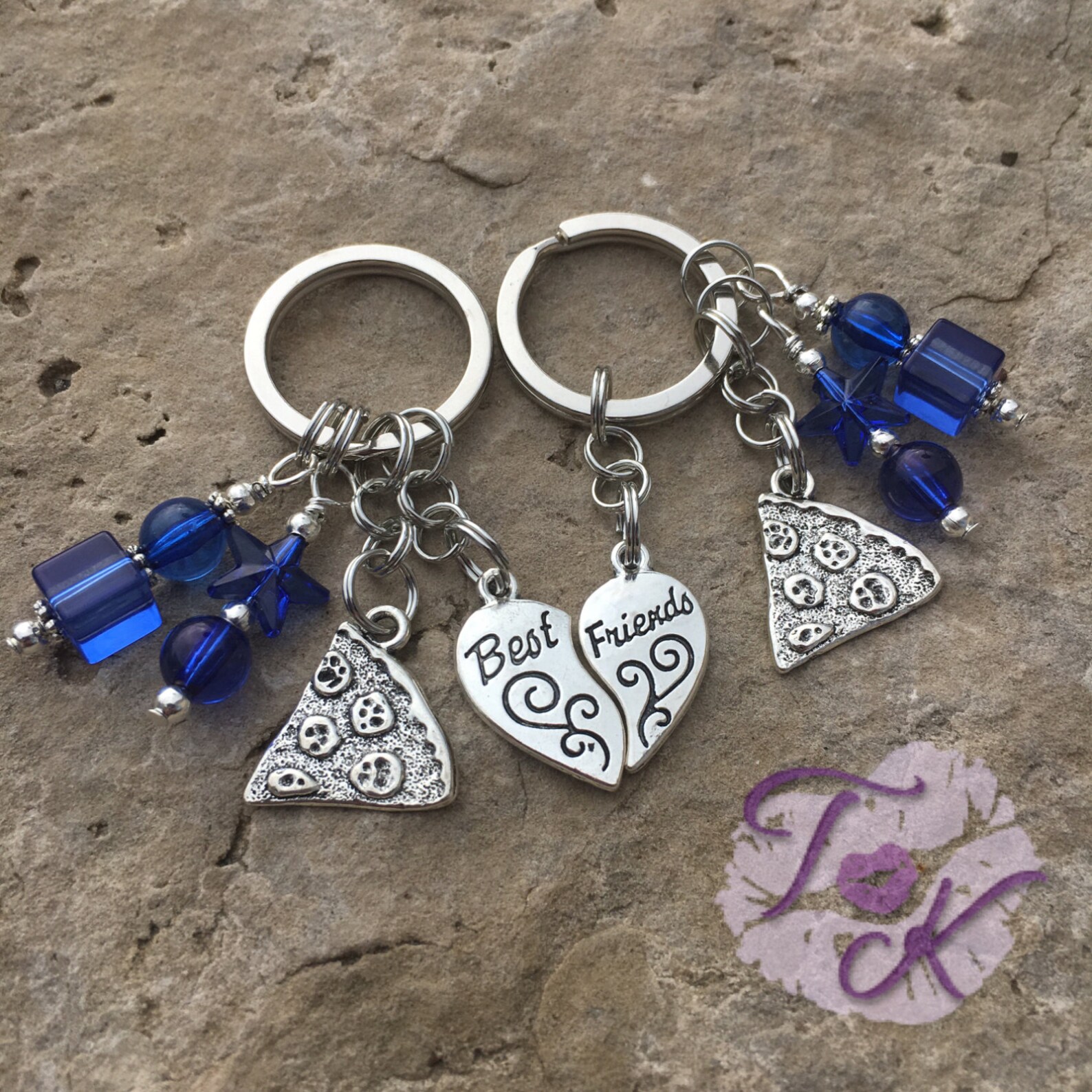 Best Friends Key Chains, Pizza Charm, Besties, BFF Gift, Pizza Slice ...