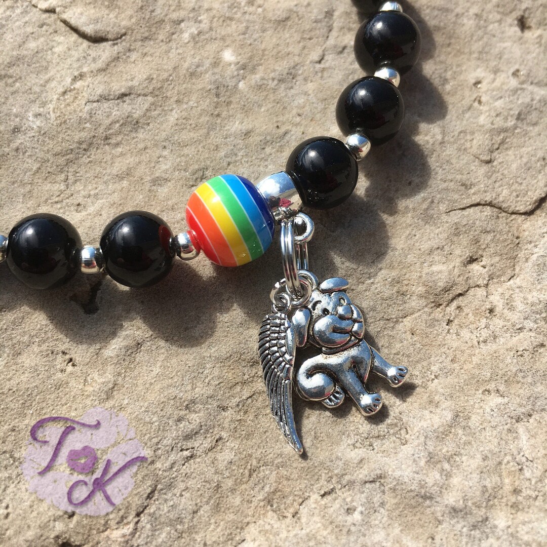 Rainbow Bridge Bracelet, Pet Loss Jewelry, Rainbow Bracelet, Black ...