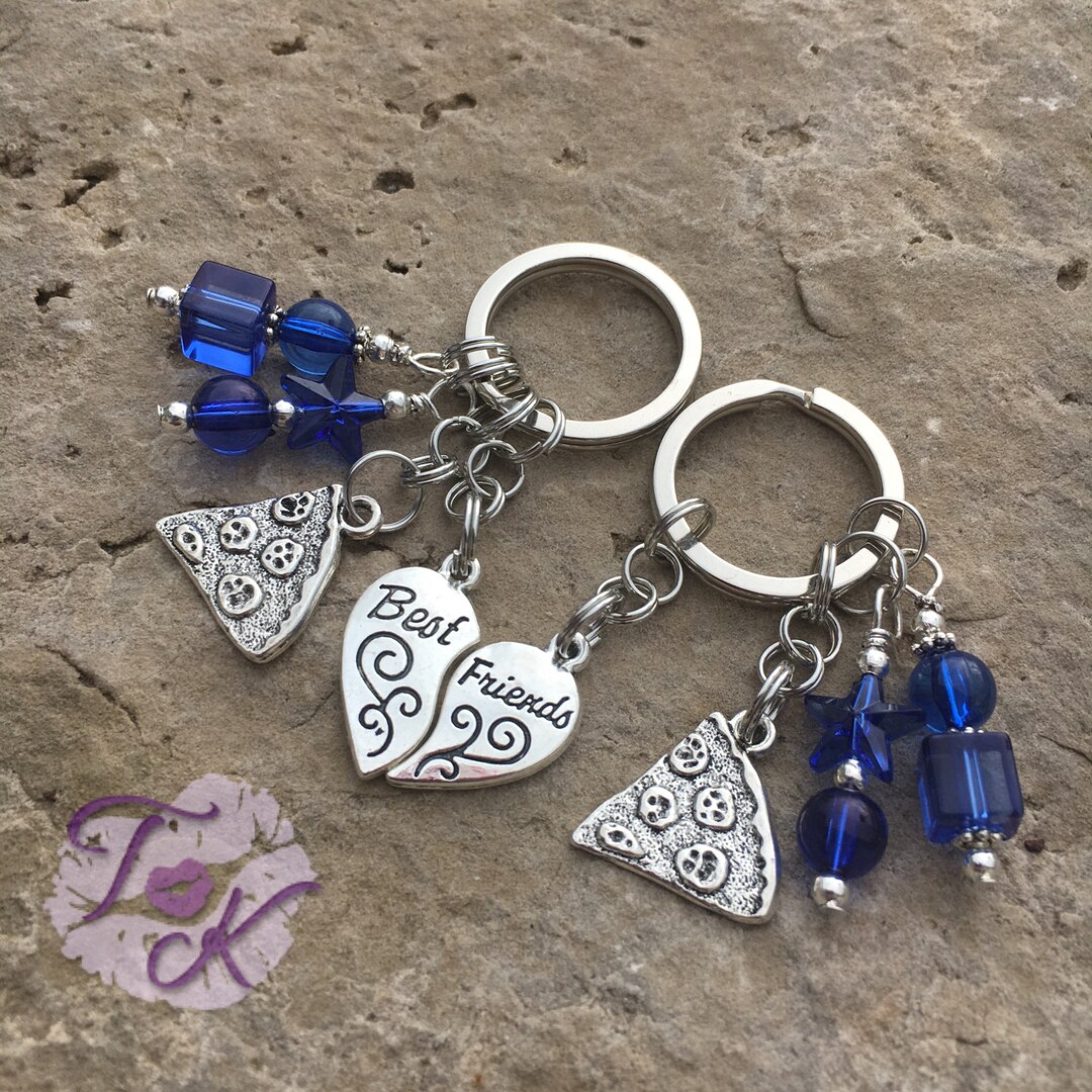 Best Friends Key Chains, Pizza Charm, Besties, BFF Gift, Pizza Slice ...