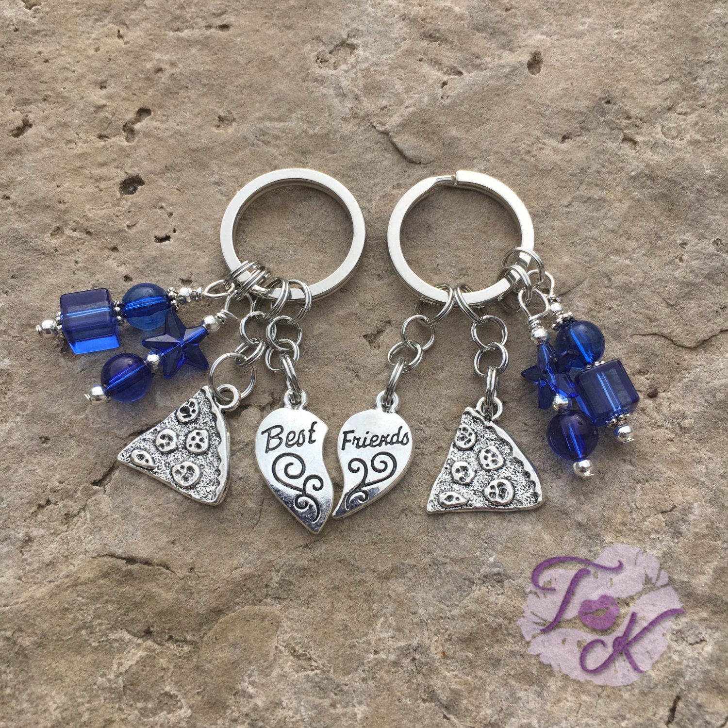 Best Friends Key Chains, Pizza Charm, Besties, BFF Gift, Pizza Slice ...
