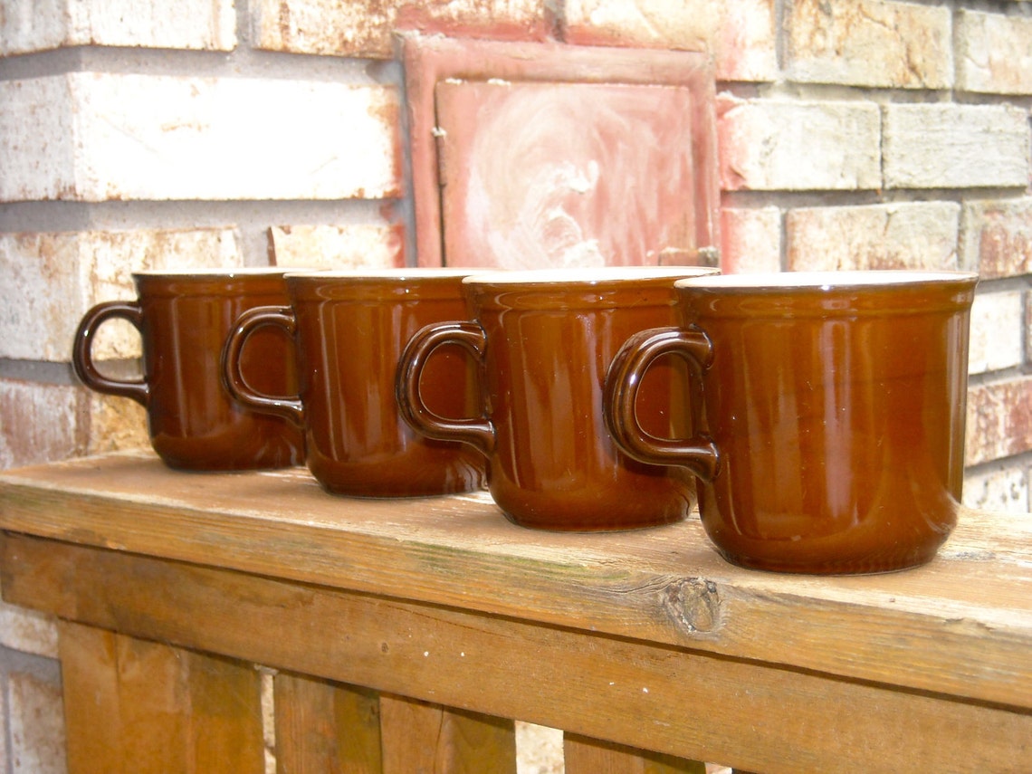 Chocolate Brown Coffee Mugs Set of 4 - Etsy