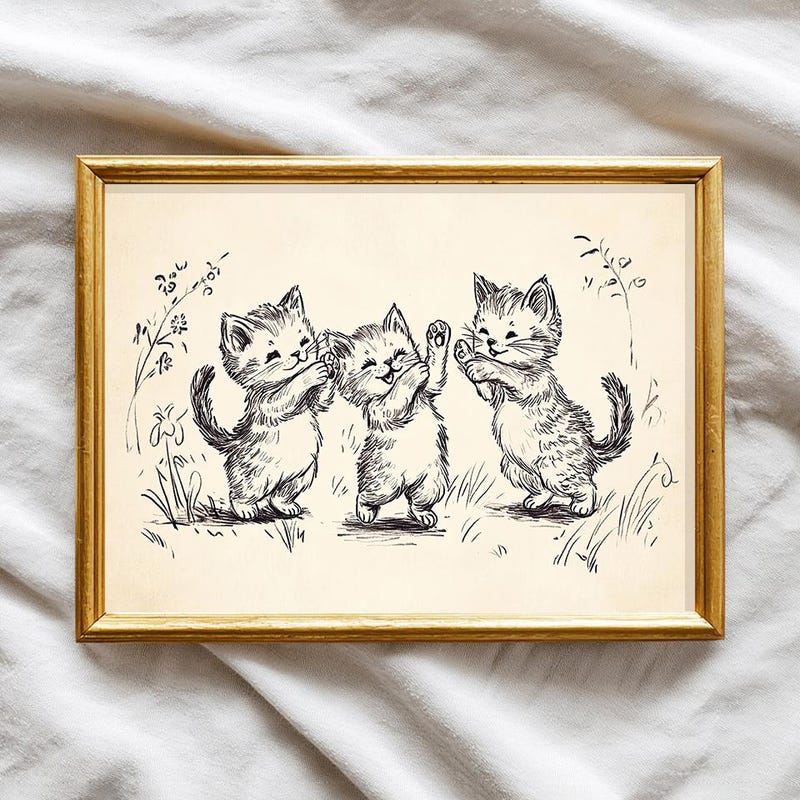 Vintage Nursery Kittens - Etsy