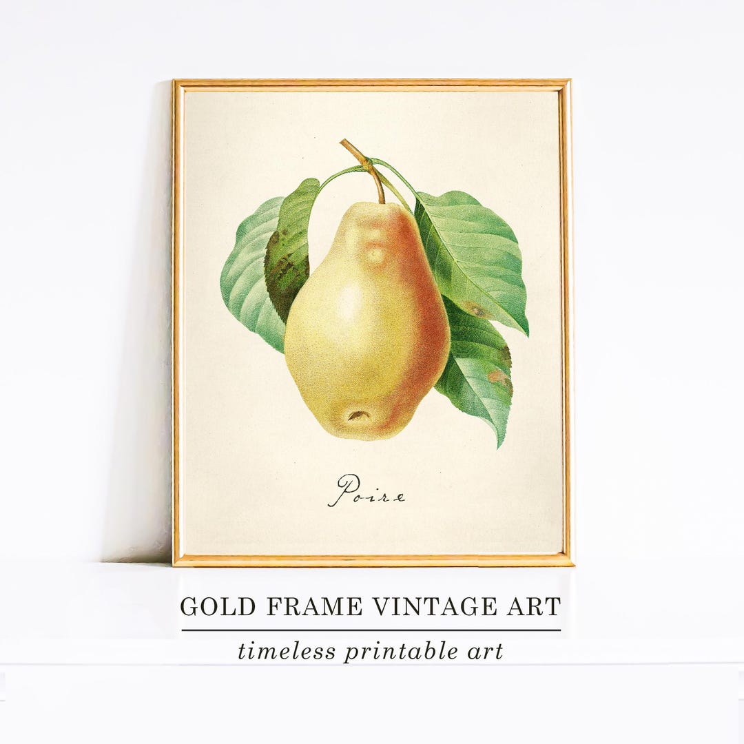 Vintage Pear Painting, Instant Digital Download, Summer Fruit Wall Art ...