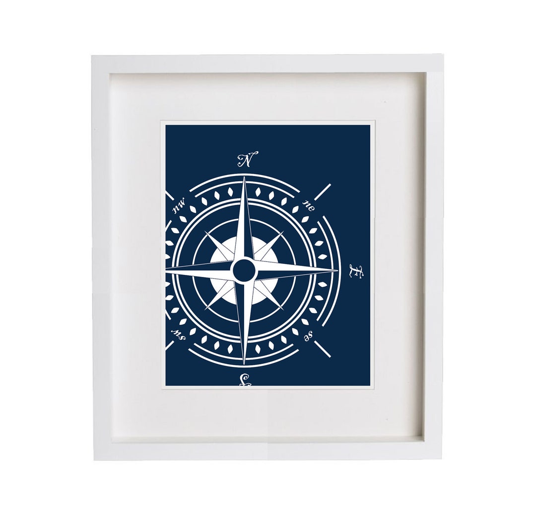 Navy Wall Art, Northeast Nautical Compass Print, Giclee Art Print - Etsy