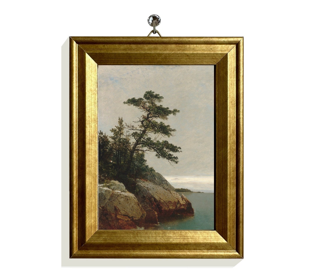 Mini Print of Small Oil Painting Gold Frame Print Landscape Antique ...