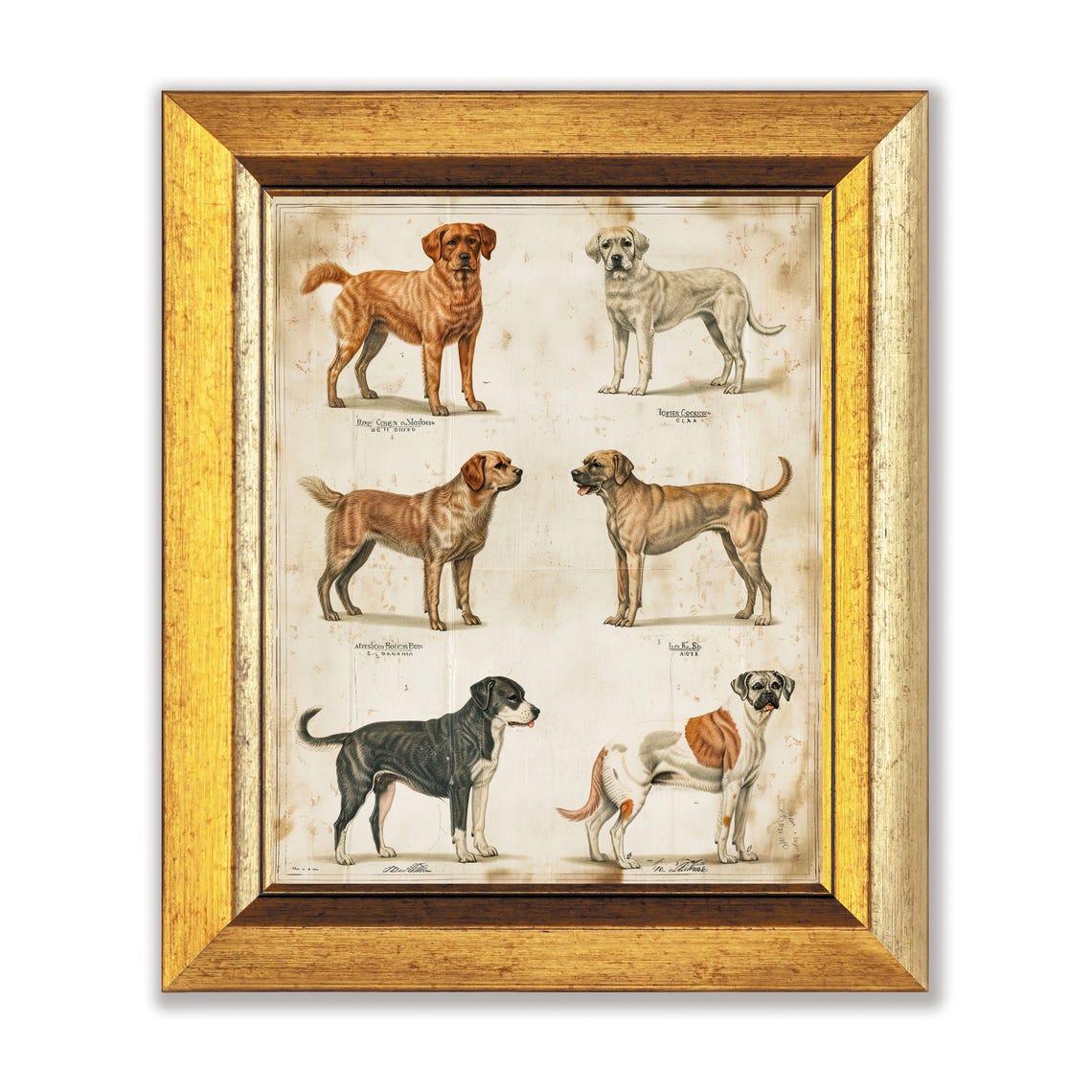 Vintage Dog Breeds Illustration Printable Wall Art, Antique French Dog ...