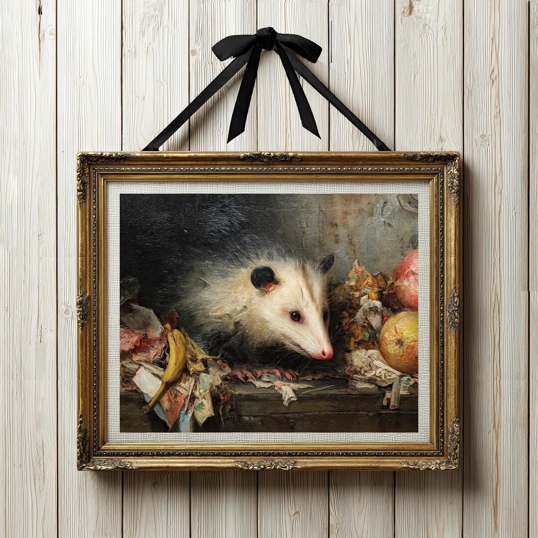 Antique Possum Painting, Vintage Opossum Print, Possum Wall Art, Possum ...