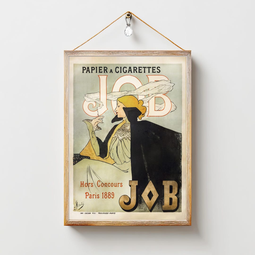 Vintage Cigarette Poster, Antique French Cigarettes Wall Art, Retro ...