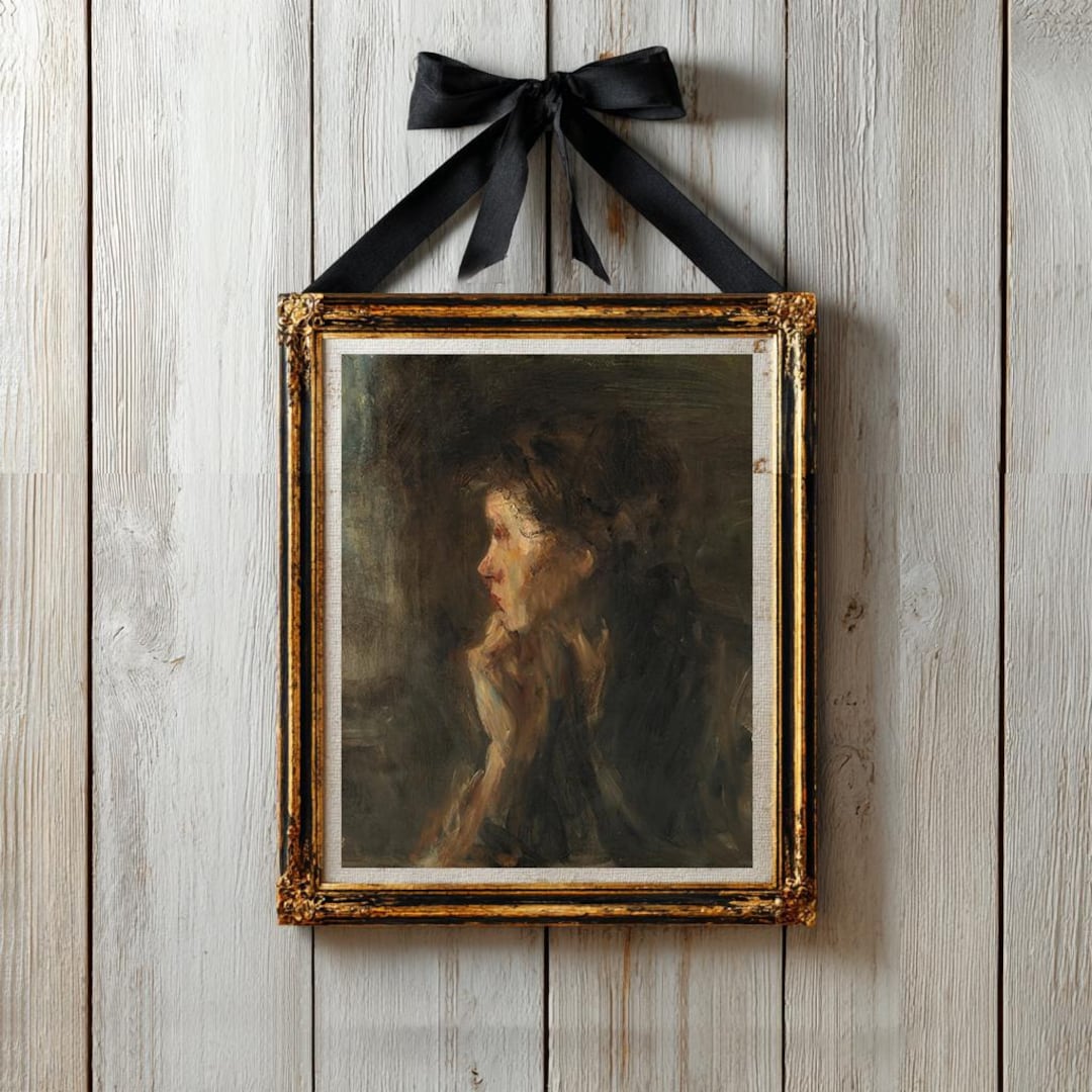 Moody Art Print Moody Wall Decor Antique Oil Painting Portrait Wall Art ...
