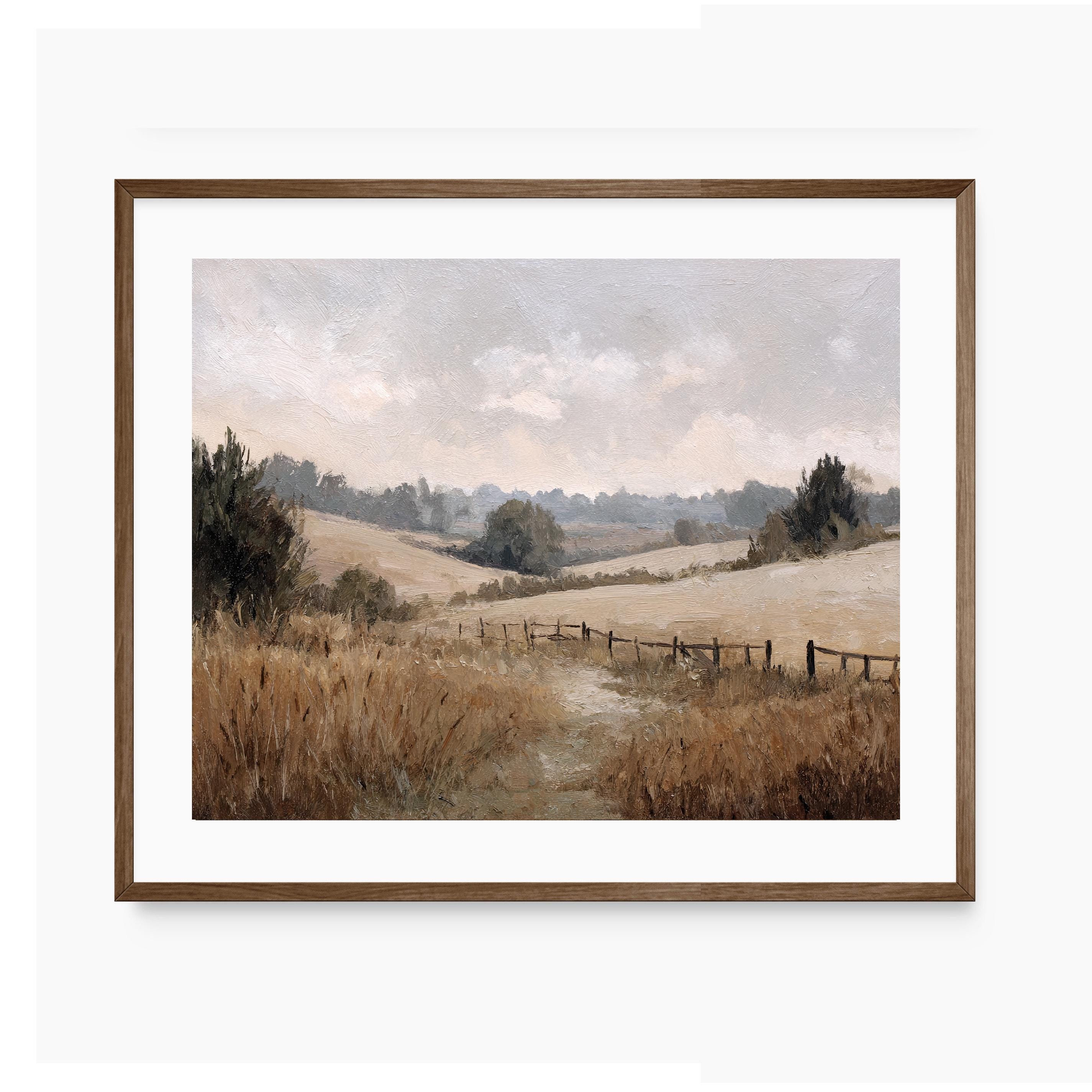 Vintage Landscape Print, Antique Nature Landscape, Trees and Fields ...