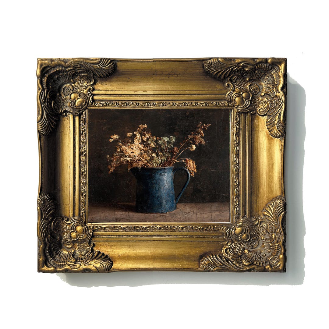 Moody Still Life Print, Ornate Frame, 8x10 Canvas Art Print, Framed Art ...