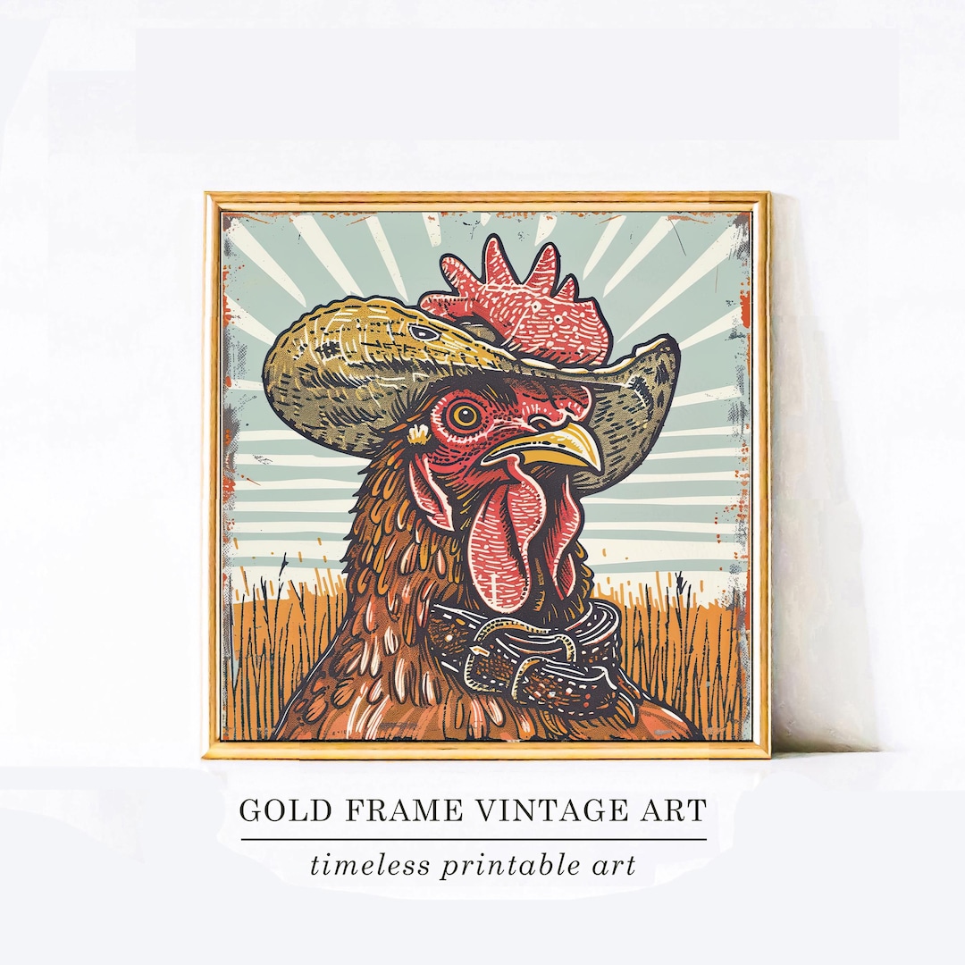 Rooster Print, Chicken Art Poster, Cowboy Wall Art, Farmhouse Decor ...