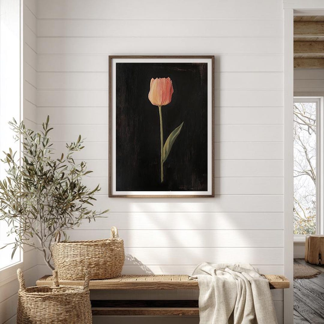 Tulip Flower Print, Floral Oil Painting, Spring Home Decor, Modern ...