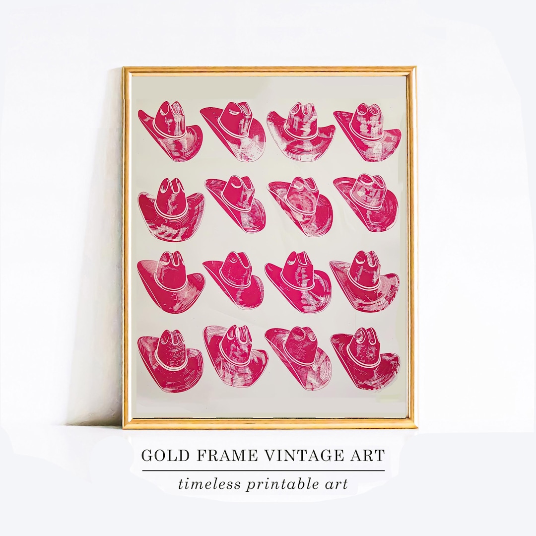Hot Pink Cowboy Hat Print Cowgirl Poster Apartment Decor Artwork ...