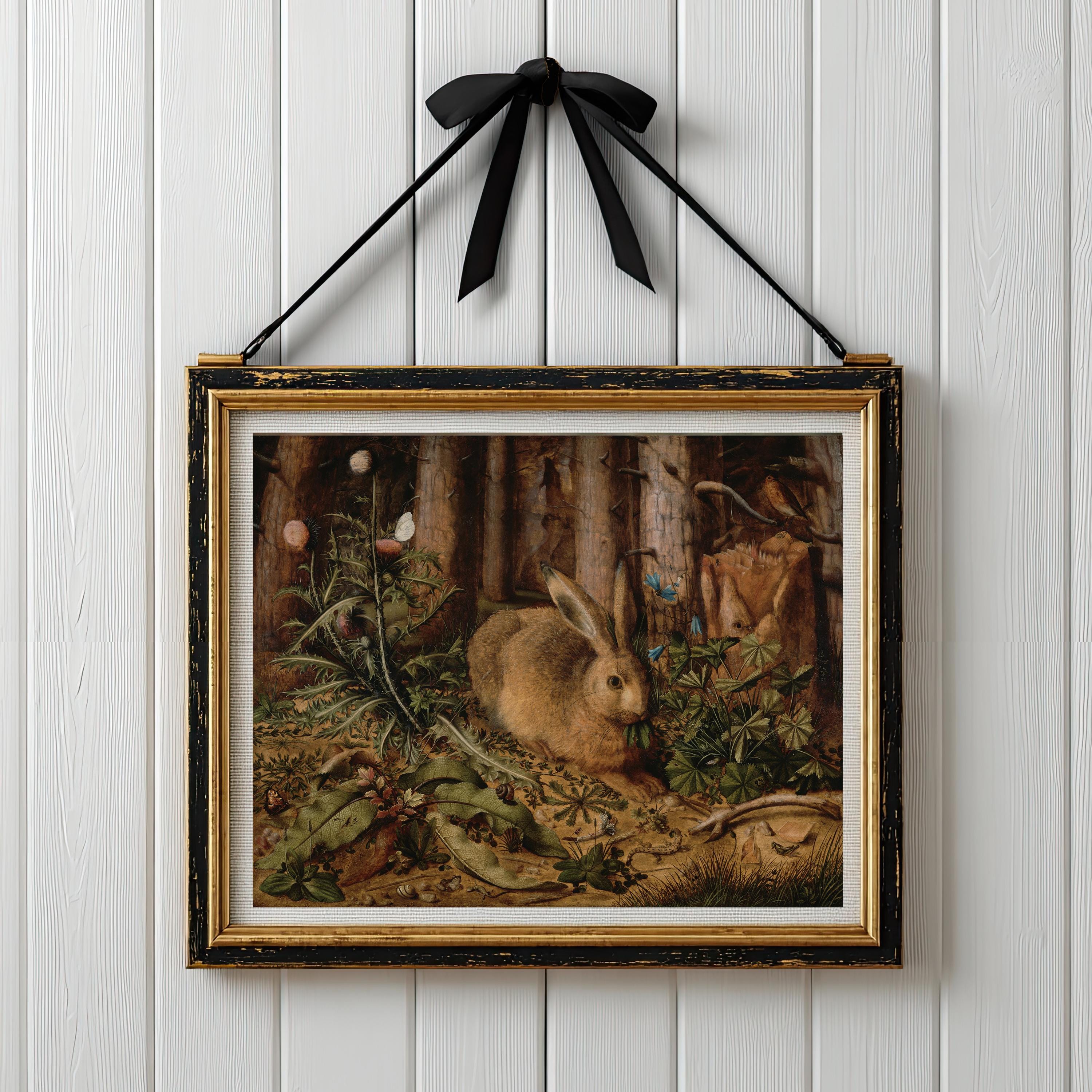 Rabbit Wall Art Print, Nature Rabbit Painting, Bunny Nursery Wall Art ...