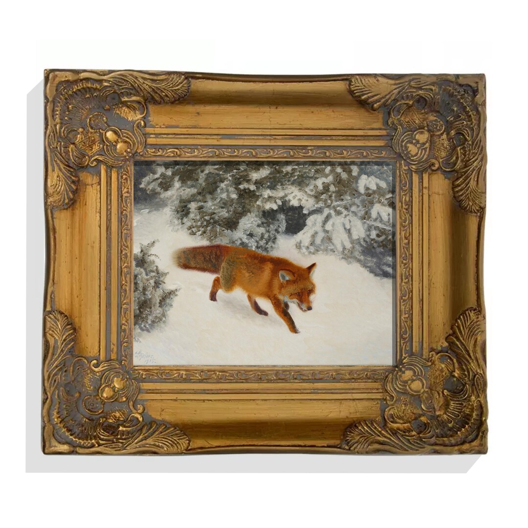 Fox Print Ornate Gold Picture Frame 8x10 Giclee Print Canvas Print Snow ...