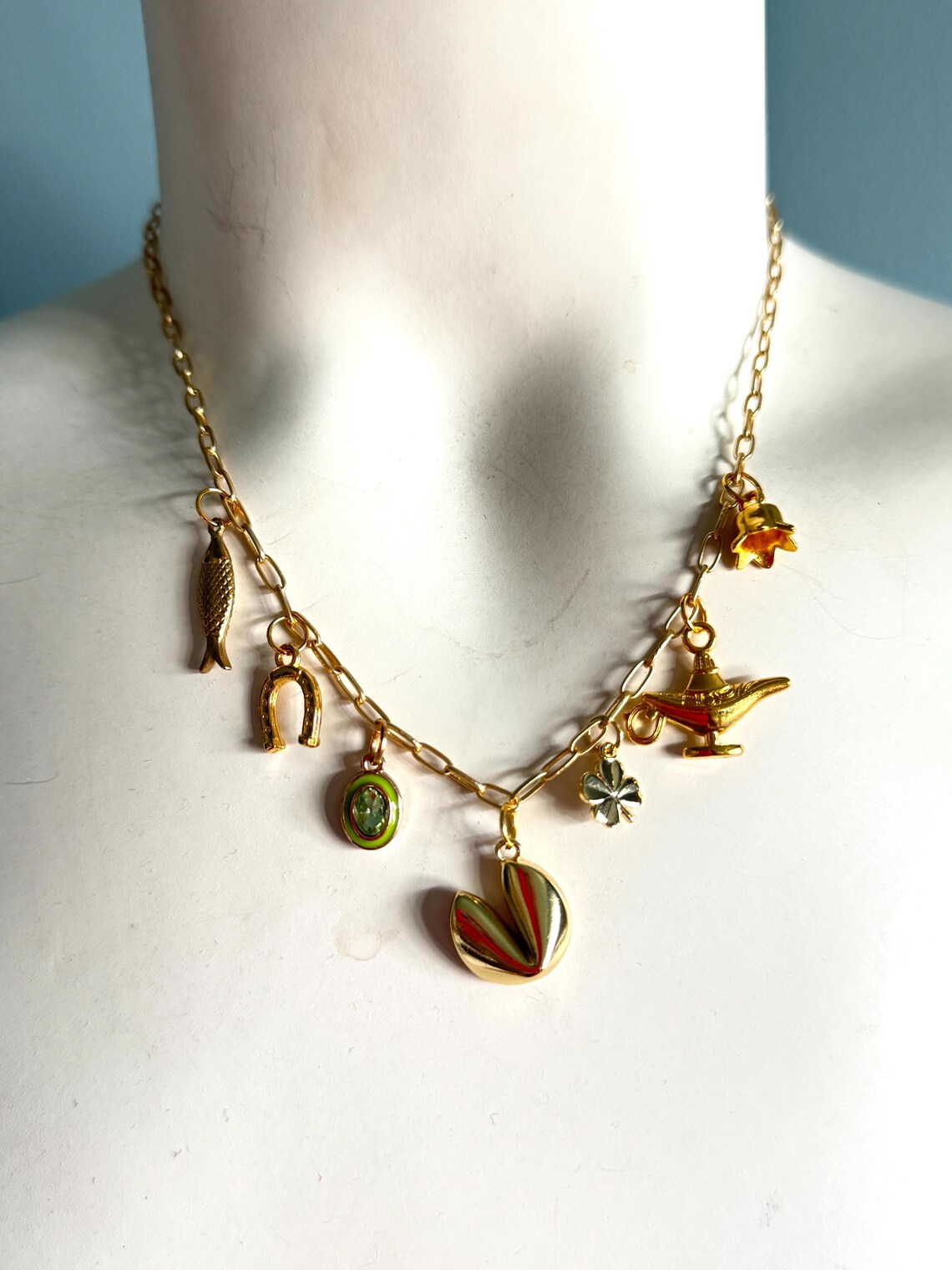 Charm Necklace - Lucky Charm Paper Chain 16” - Etsy