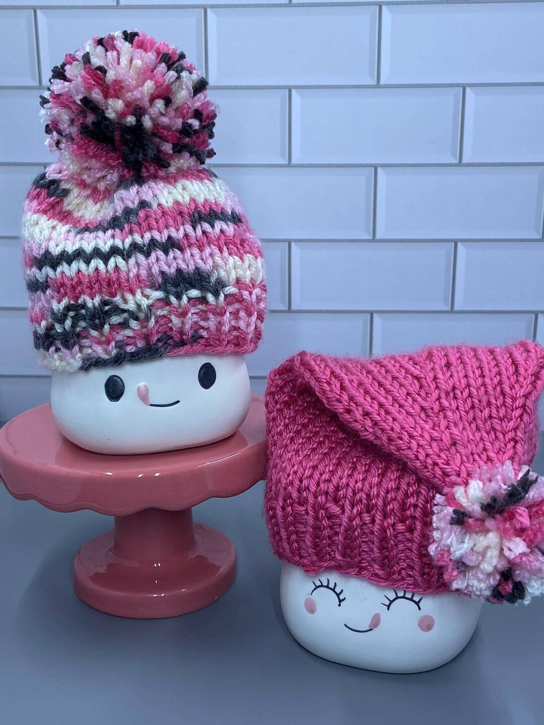 Marshmallow Mug Hats - Hand Knit - Set of Two - Etsy