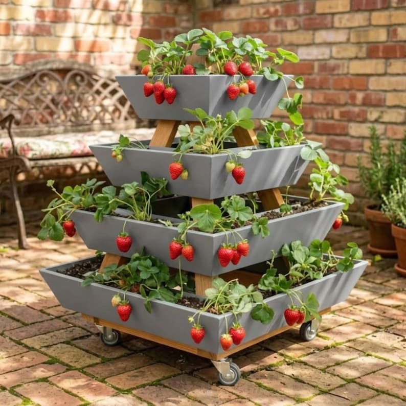 Pyramid Planter Build Plans: Strawberry Tower Woodworking (PDF Pattern ...