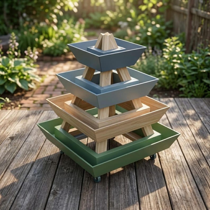 Pyramid Planter Build Plans: Strawberry Tower Woodworking (PDF Pattern ...