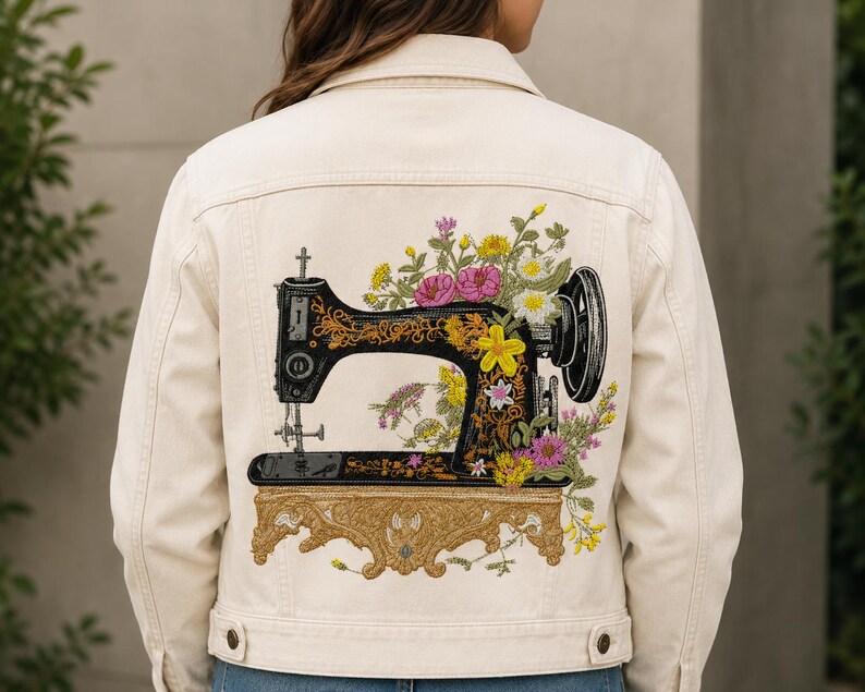 Vintage Sewing Machine Embroidery Design, Floral Sewing Machine ...