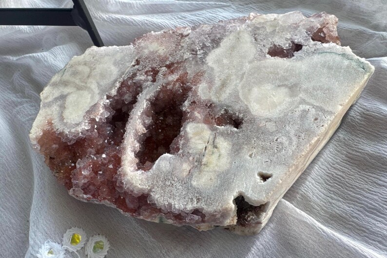 Pink Amethyst Druzy Slab | Sparkling Geode Display Piece, Agate Mineral ...