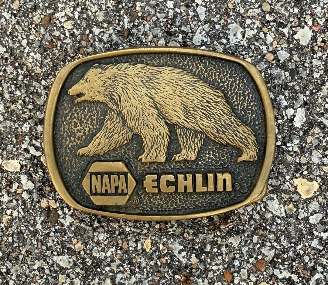 NAPA ECHLIN Bear Automotive Parts Vintage Solid Brass Belt Buckle - Etsy