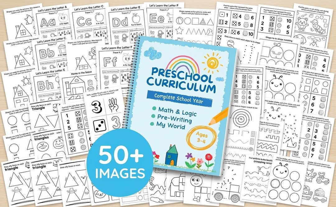 Preschool Alphabet Tracing Worksheets, Math, Pre-writing Bundle (50 ...