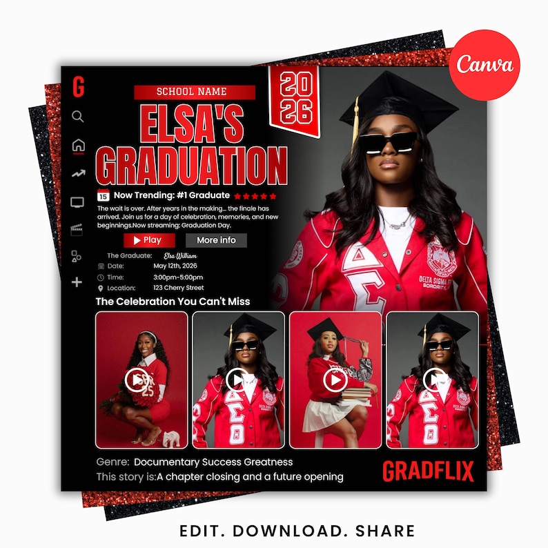 Class of 2026 Graduation Invitation Template, Editable Graduation ...