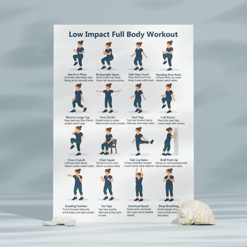 Beginner Low Impact Full Body Workout Poster | No Jumping Exercise ...