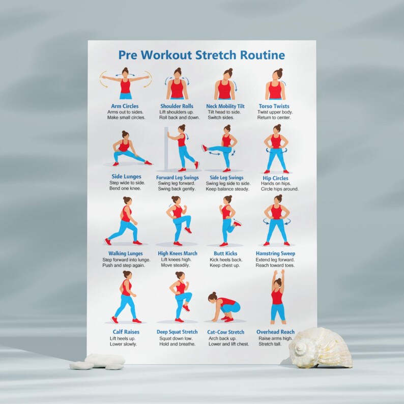 Pre-workout Stretch Routine Chart | Dynamic Warm-up Exercises (PDF ...