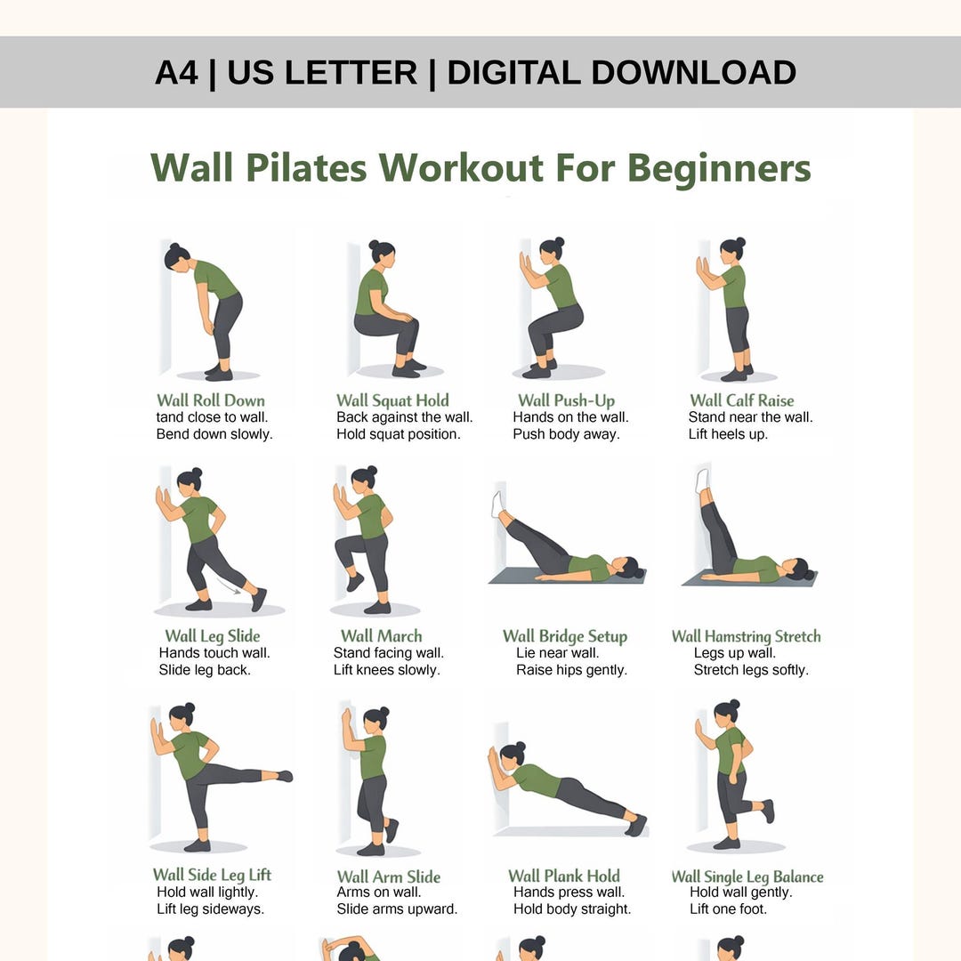Beginner Wall Pilates Workout Poster | Full Body Home Exercise (PDF) - Etsy