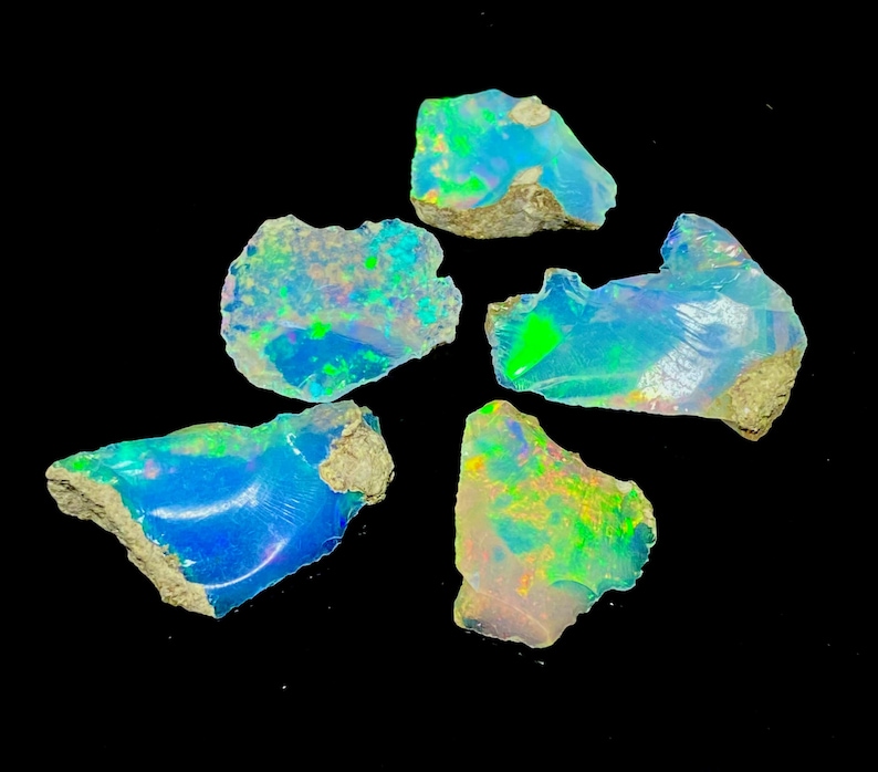 5 Pc Ethiopian Opal Rough Lot, 10.20 Cts, Jewelry Making Crystals ...