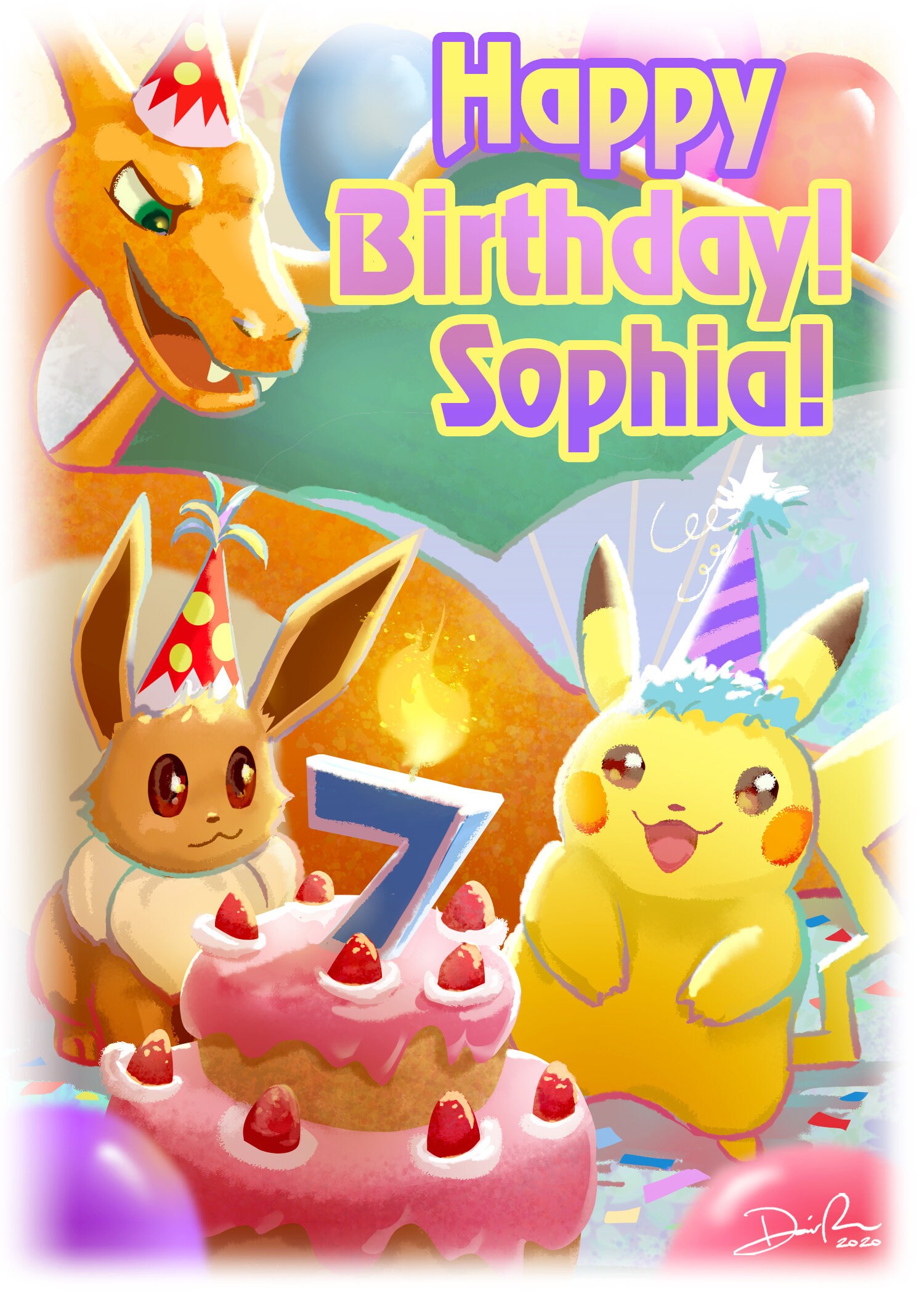Customizable Pikachu Charizard Eevee Birthday Card Etsy