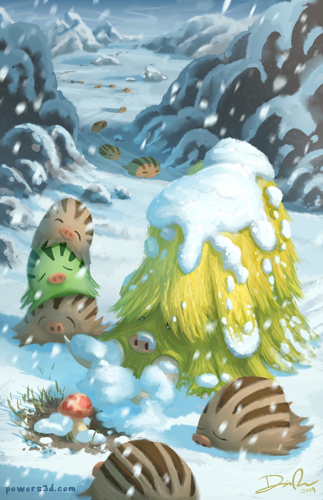 Piloswine Mushroom Hunting Art Print - Etsy