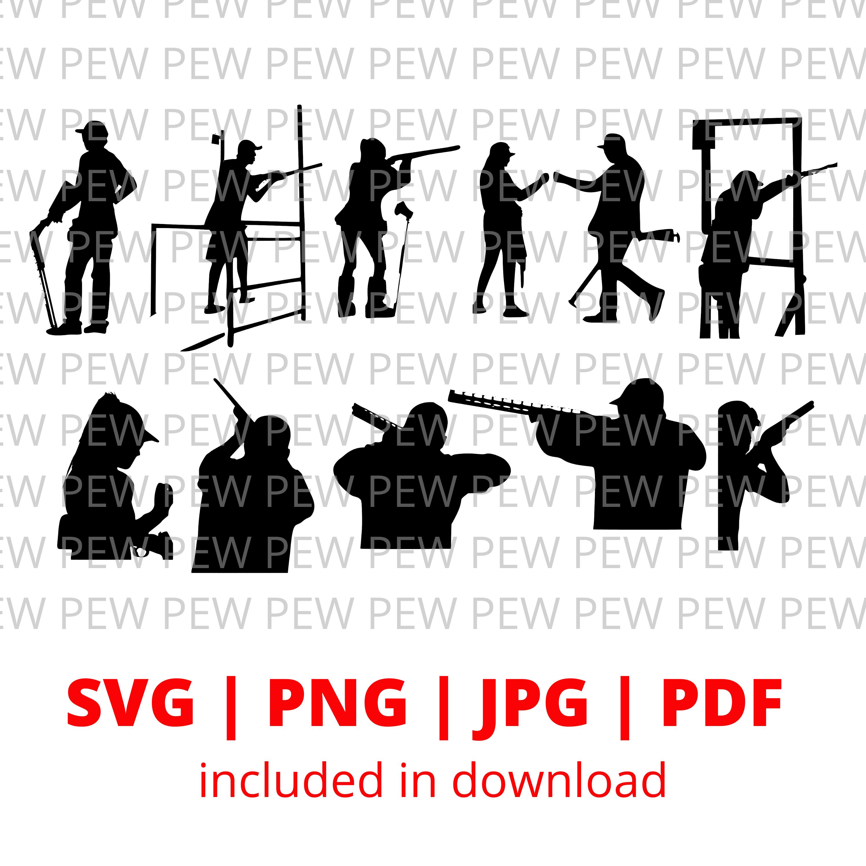 Trap Shooter Silhouettes- PNG- PDF-SVG - Etsy