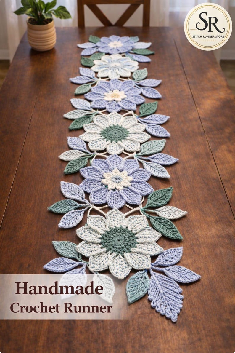 Crochet Flower Table Runner Pattern, Daisy Motif, Beginner Friendly ...