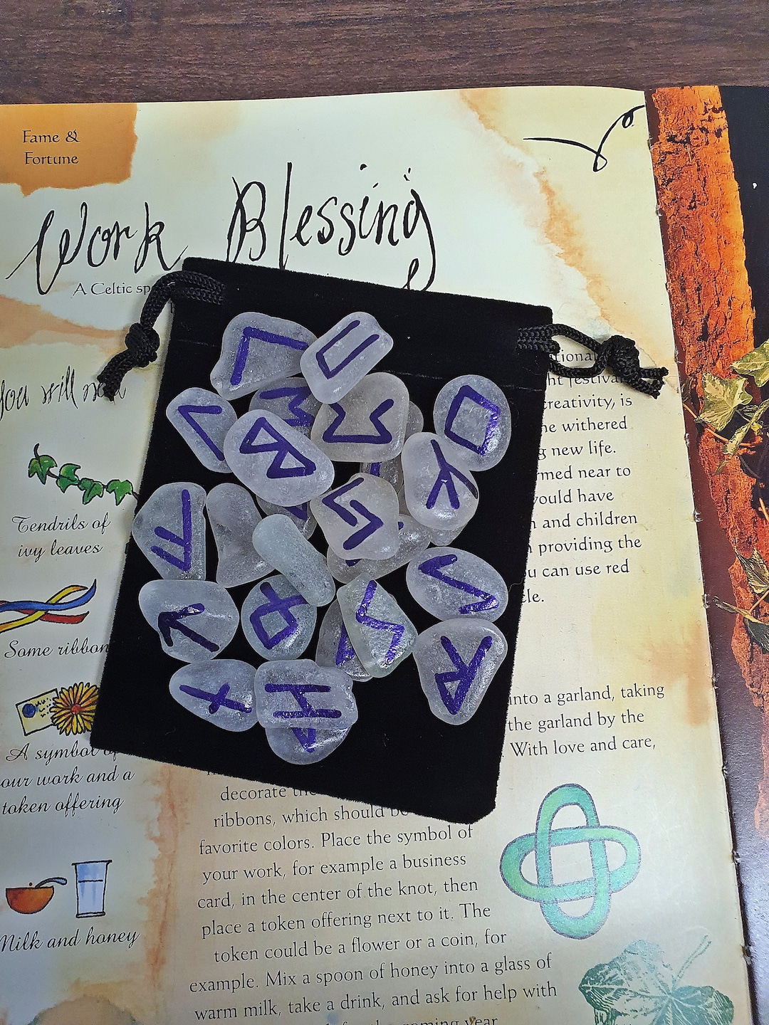 Vintage SEA Glass Rune Stones & Pouch. Viking Elder Futhark - Etsy