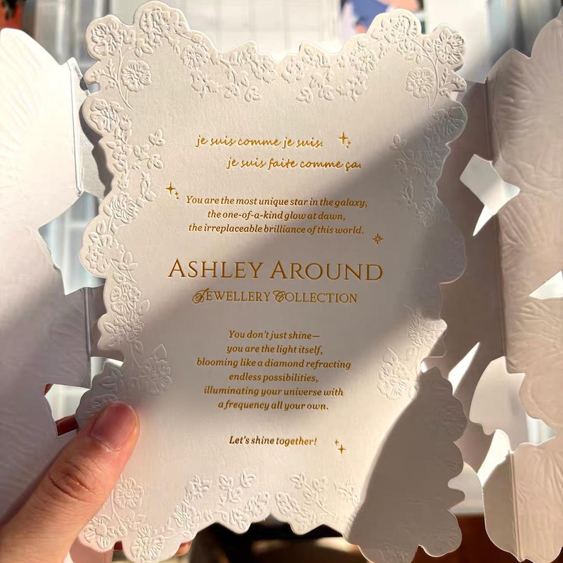 Floral Die-cut Cotton Paper Wedding Invitation | Embossed Outer Sleeve ...