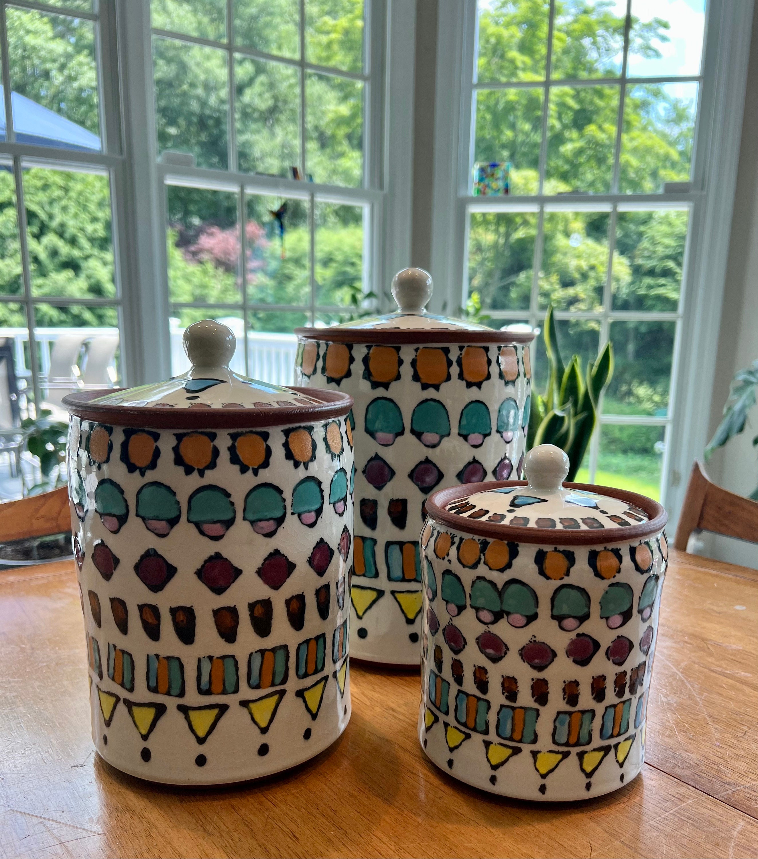 Gorgeous Geometric Vintage Signed Tom Phinney Abstract Pottery Canister ...