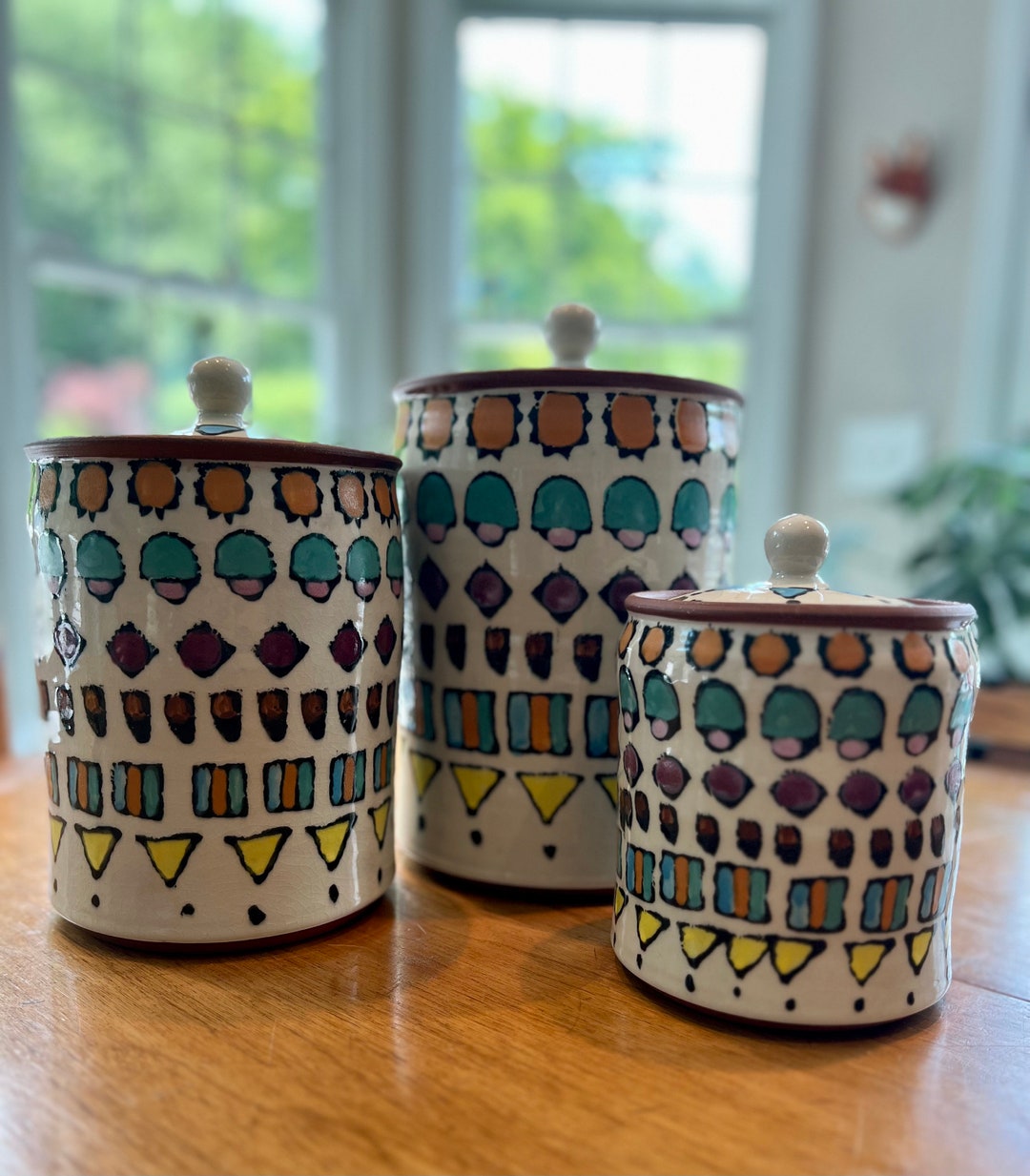 Gorgeous Geometric Vintage Signed Tom Phinney Abstract Pottery Canister ...