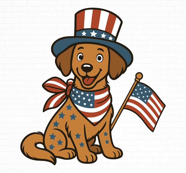Patriotic Dog SVG PNG, 4th of July Puppy American Flag Uncle Sam Cricut ...