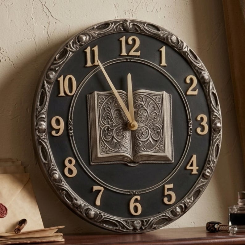 Vintage Book Wall Clock: Dark Academia Gothic Library Decor, Literary ...
