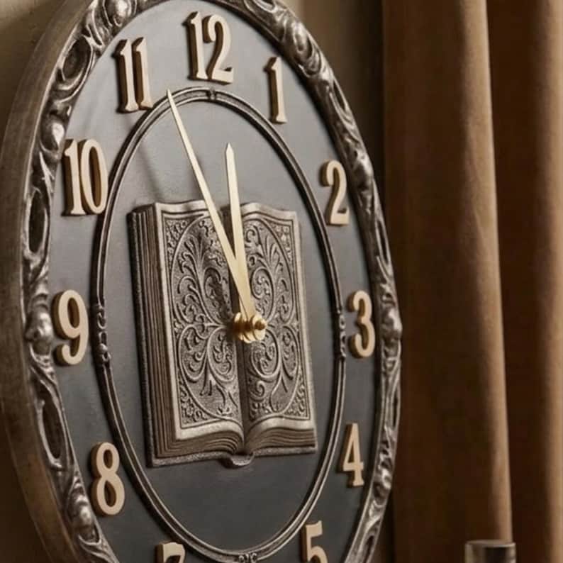 Vintage Book Wall Clock: Dark Academia Gothic Library Decor, Literary ...