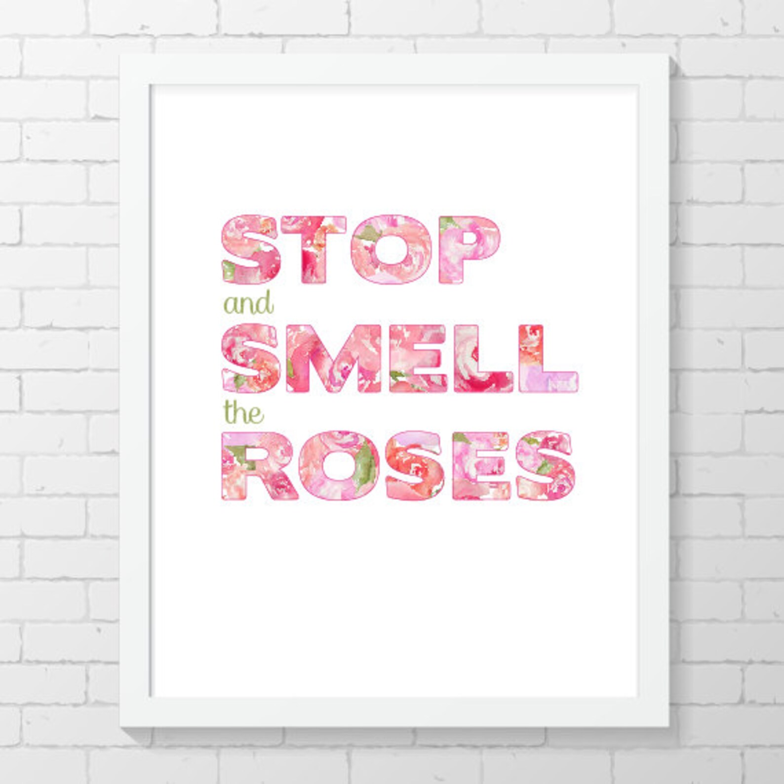 INSTANT DOWNLOAD Stop and Smell the Roses Faux Watercolor - Etsy