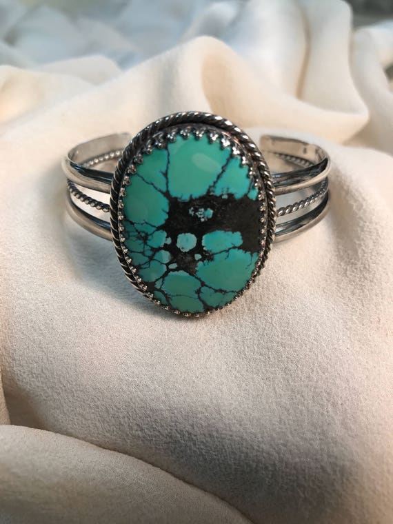 Silver and American Turquoise Triple Band Silver Cuff Bracelet - Etsy