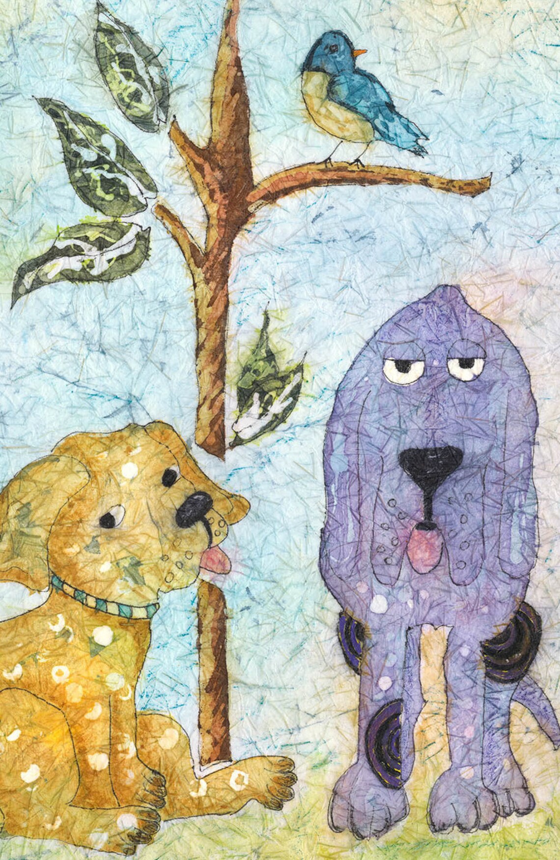 Watercolor Batik Dog Art Print: "the Boys" on Rice Paper - Etsy